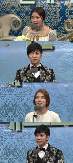 이승기, 하지원과 인기상..수지와 베스트커플상 '쾌거'[MBC연기대상] - OSEN
