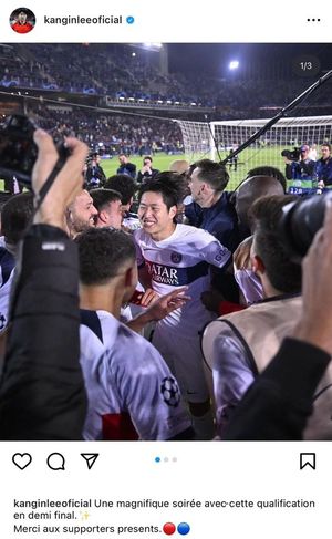 '흥 폭발' 이강인의 'UCL 4강행' 짧은 소감, "아주 멋진 저녁!"... 韓 박지성 이후 16년만 '유럽 제패 도전' - OSEN