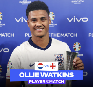 막바지 교체출전→패스 2개, 슈팅1개, '극장 역전골' 왓킨스, 네덜란드전 POTM 선정 [공식발표] - OSEN