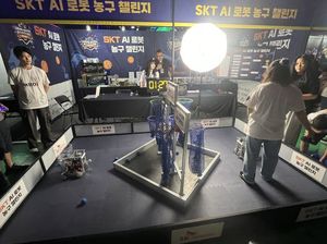 [2024 대통령배 KeG] e스포츠 팬들 시선 사로잡은 'SK텔레콤 AI 로봇 농구 대회' - OSEN