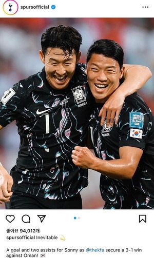 씨찬이 형, 토트넘에 '빼꼼'... 캡틴 SON '1골 2도움' 맹활약에 덩덜아 신난 토트넘 - OSEN