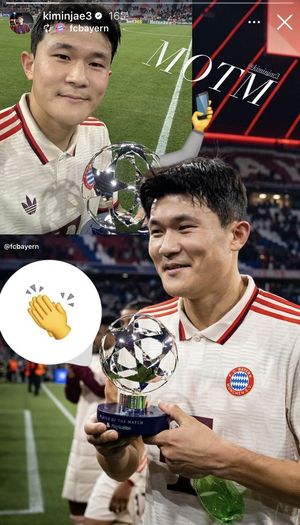 골은 짐승같이 넣었는데...칭찬에는 수줍다 'POTM' 김민재, 수줍은 '인증샷' 쾅 - OSEN