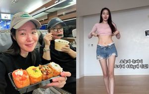 '김태현♥' 미자, 엄청난 양의 음식으로 먹부림.."이렇게 먹어도 48kg 진입" - OSEN