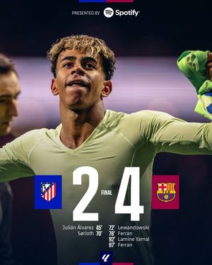 "세계 최고 될 거야!" 손흥민 칭찬→5달 만에 득점 폭발...'17살' 초신성, 바르사 구했다! ATM에 0-2→4-2 대역전승 - OSEN