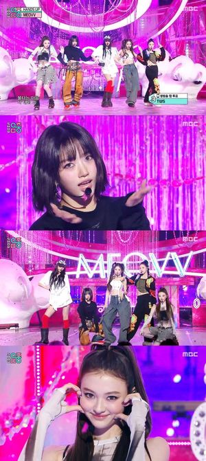 MEOVV, 데뷔 후 첫 '음중' 출연…오감 만족 'HANDS UP' - OSEN