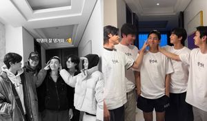 박서준→최우식 '우가팸' 다시 뭉쳤다..BTS 뷔 전역 축하 '반가운 단체샷' - OSEN