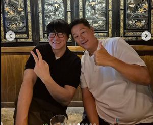 '20kg 감량' 이대호, 성시경 만나 소주 7병 달렸나..술살 출렁인데 얼굴 반쪽 [Oh!쎈 이슈] - OSEN