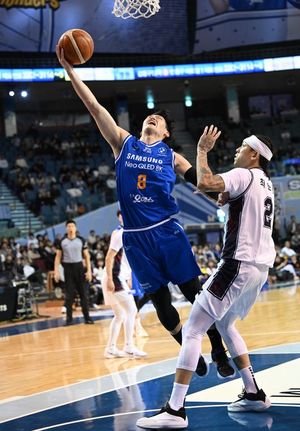 '최현민 맹활약' 삼성, KCC 100-77 제압+파죽의 3연승.. 소노는 LG 꺾어 - OSEN