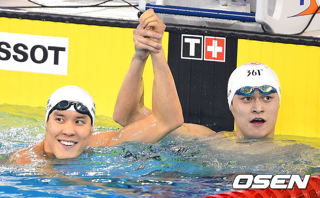 [사진]동메달 박태환,'쑨양! 내가 인정해줄게'