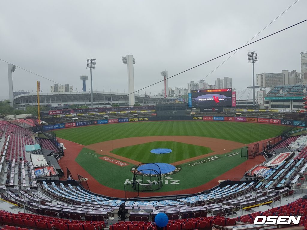 비내리는 수원, 키움-KT 8연전 일정 피할까 [오!쎈 수원]
