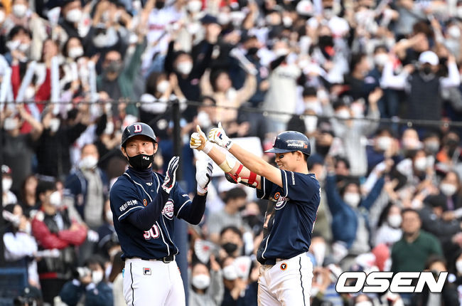 '삼성 붙자' 두산 15안타 대폭발, LG 완파...PO 진출 [준PO3 리뷰]